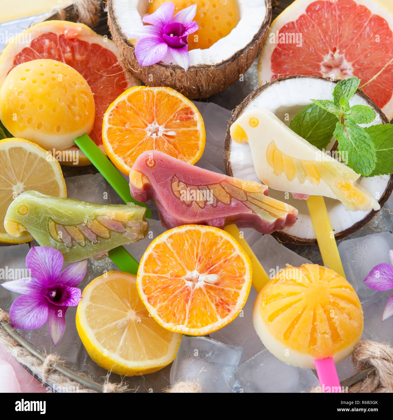 Frozen Fruit Popsicles Stock Photo - Alamy