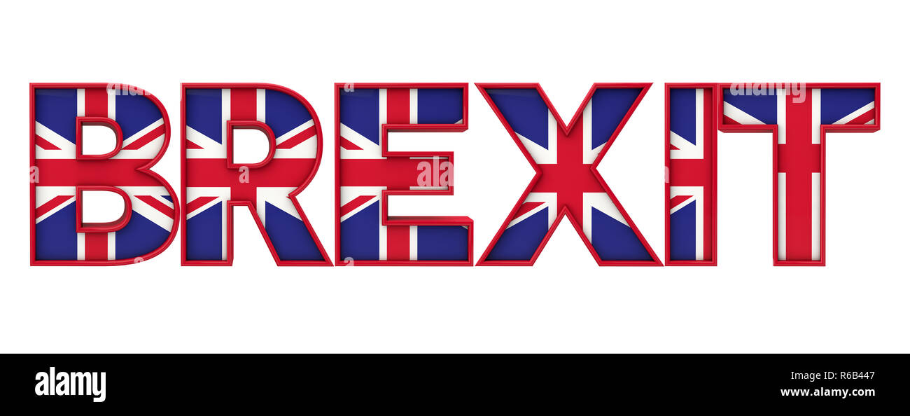 Brexit word made from union jack flag lettering. 3D Rendering Stock ...