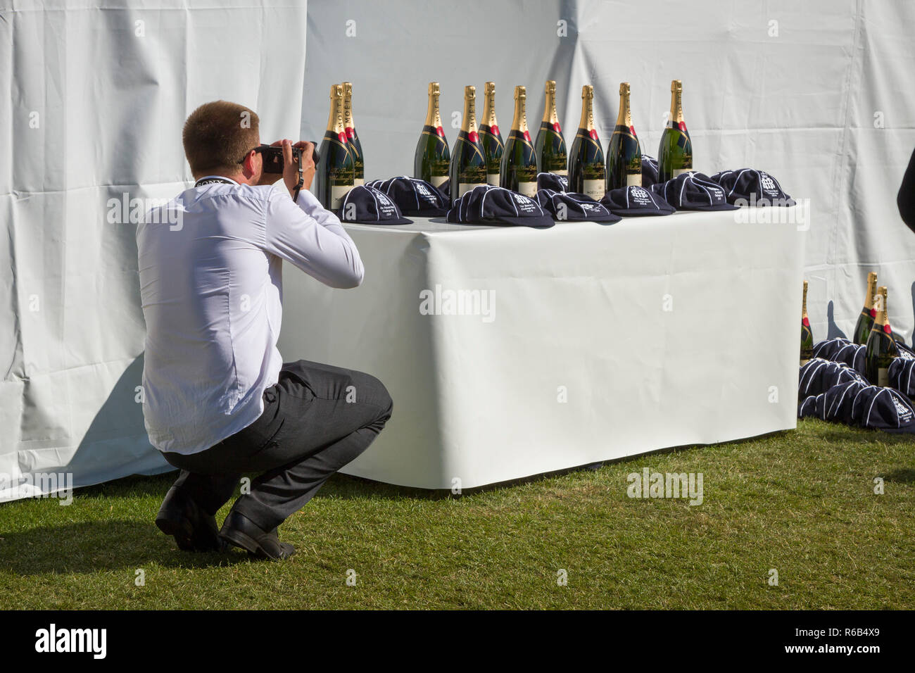 Photographing the Moet & Chandon champagne prizes for winners at Henley ...