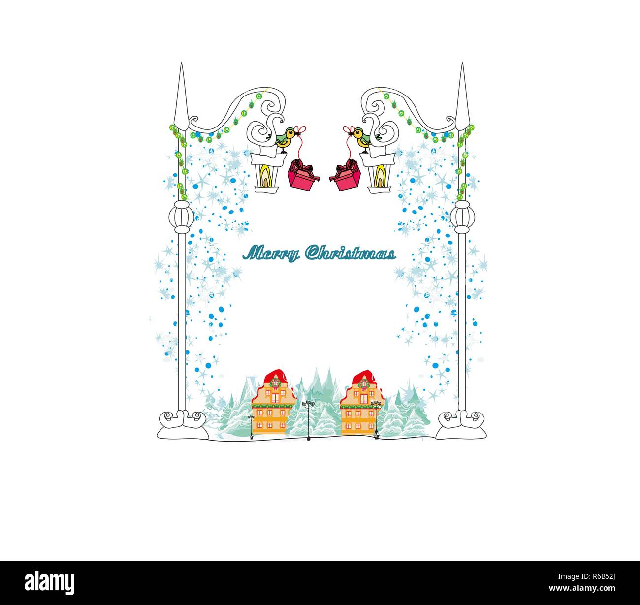 Birds in tree in winter Stock Vector Images - Alamy