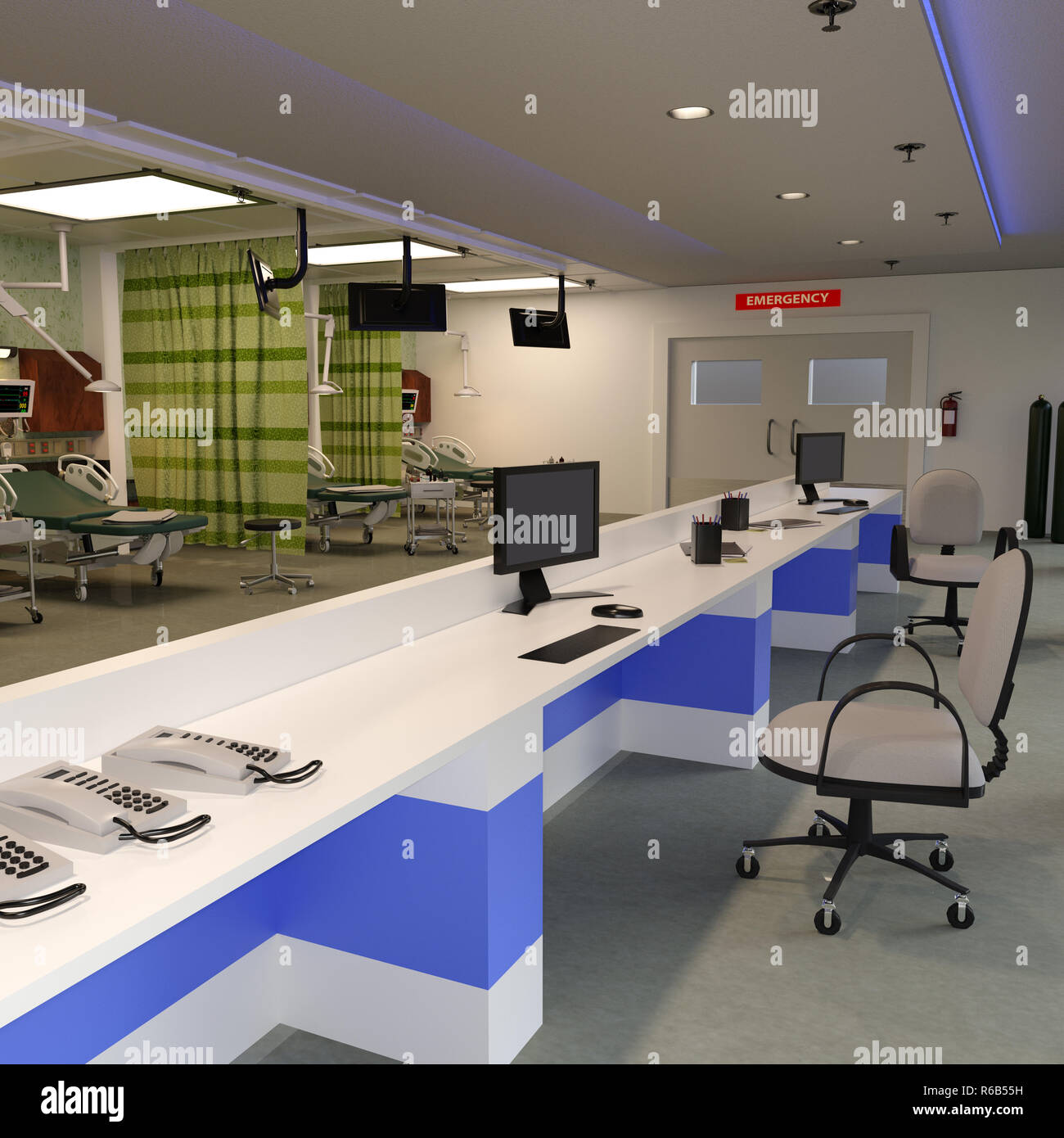 3D Rendering Emergency Room Stock Photo - Alamy