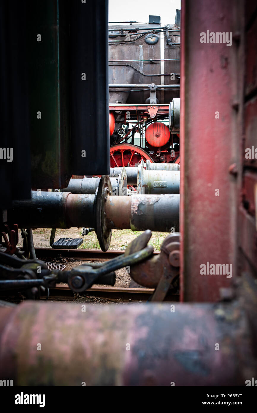 Details and different images of locomotives, marshalling yard, wagons ...