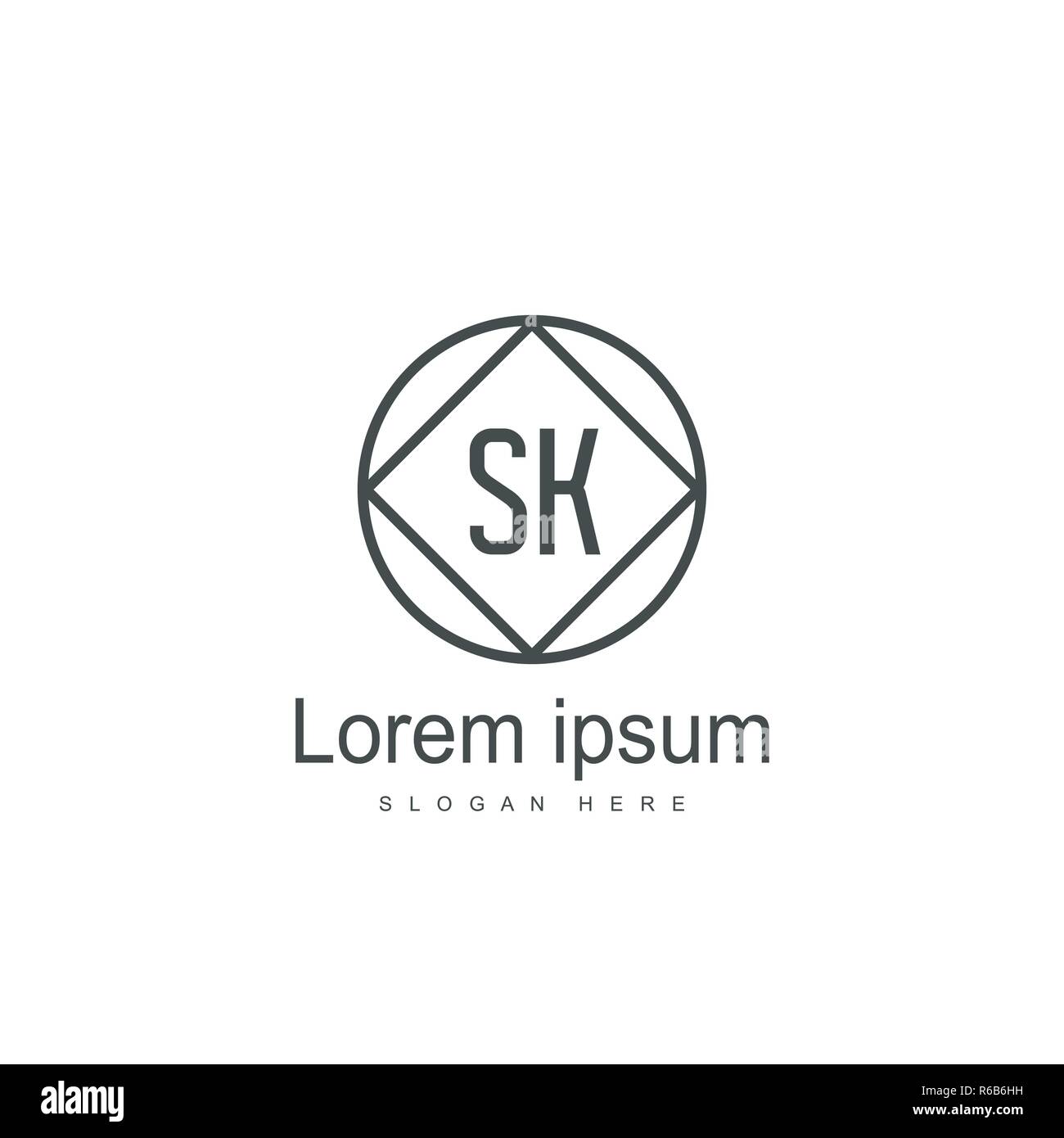 Initial letter SK Logo template design. minimal letter logo design ...