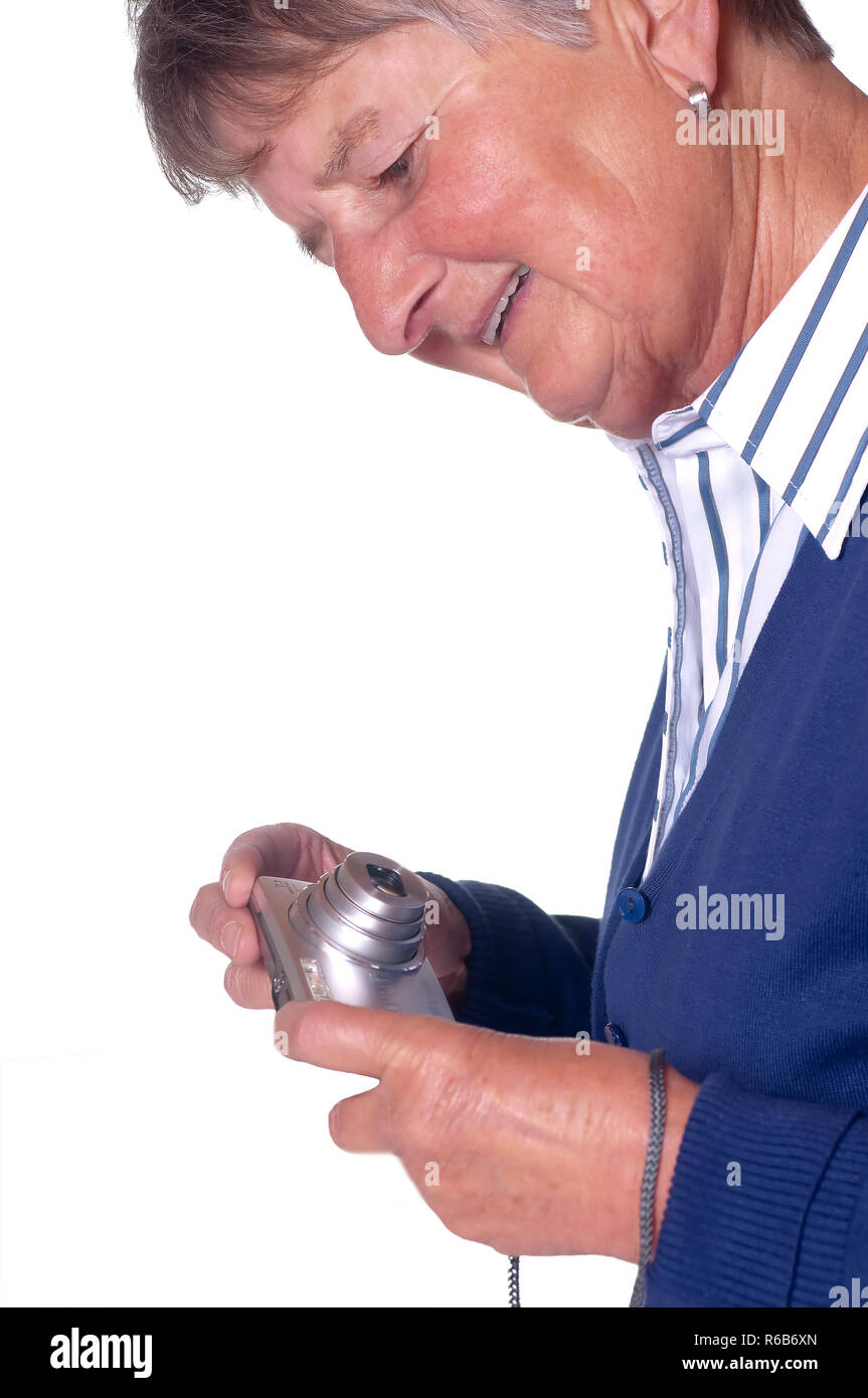 Pensioneer With Modern Camera Stock Photo - Alamy