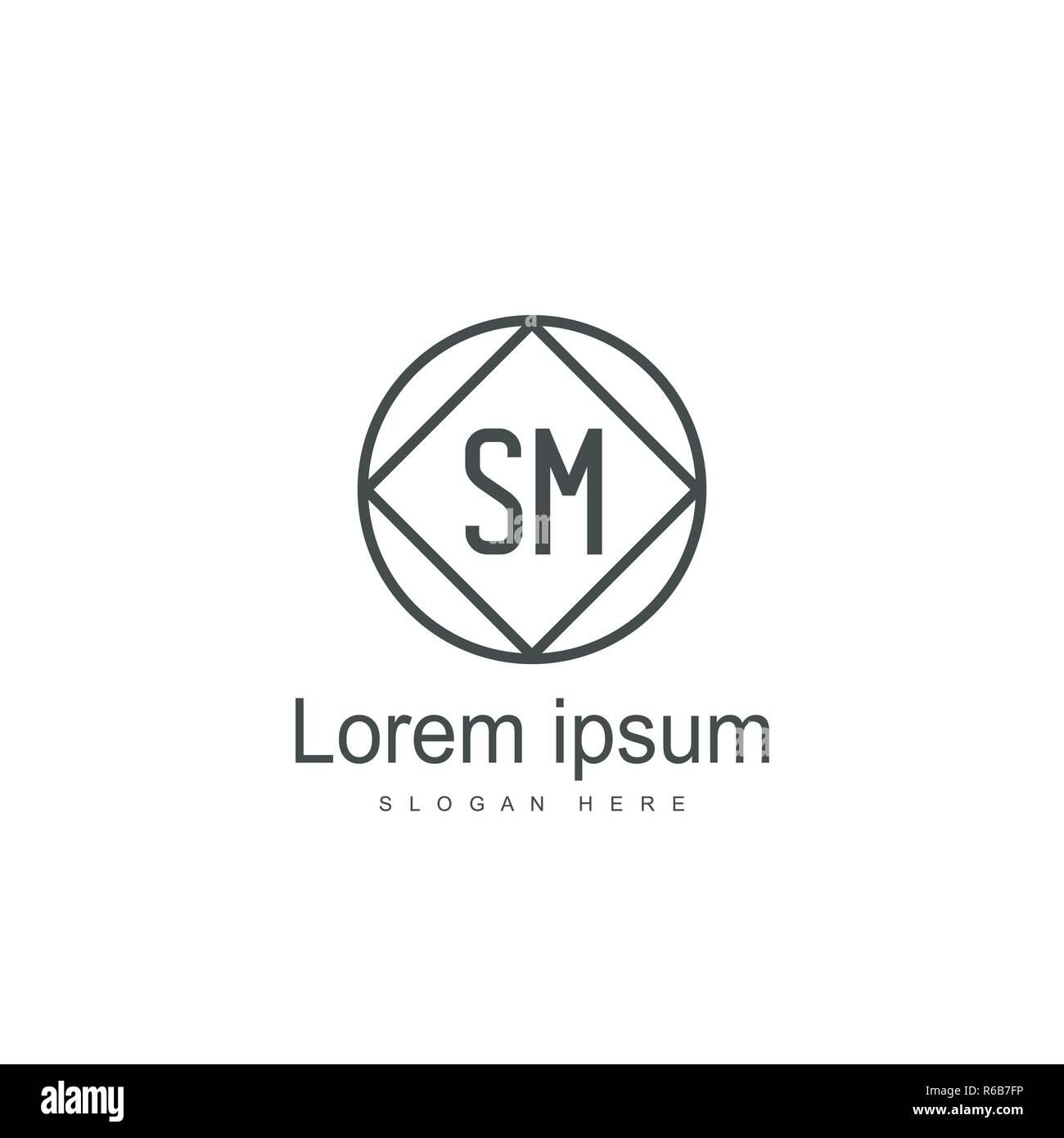 Initial letter SM logo template design. minimal letter logo design ...