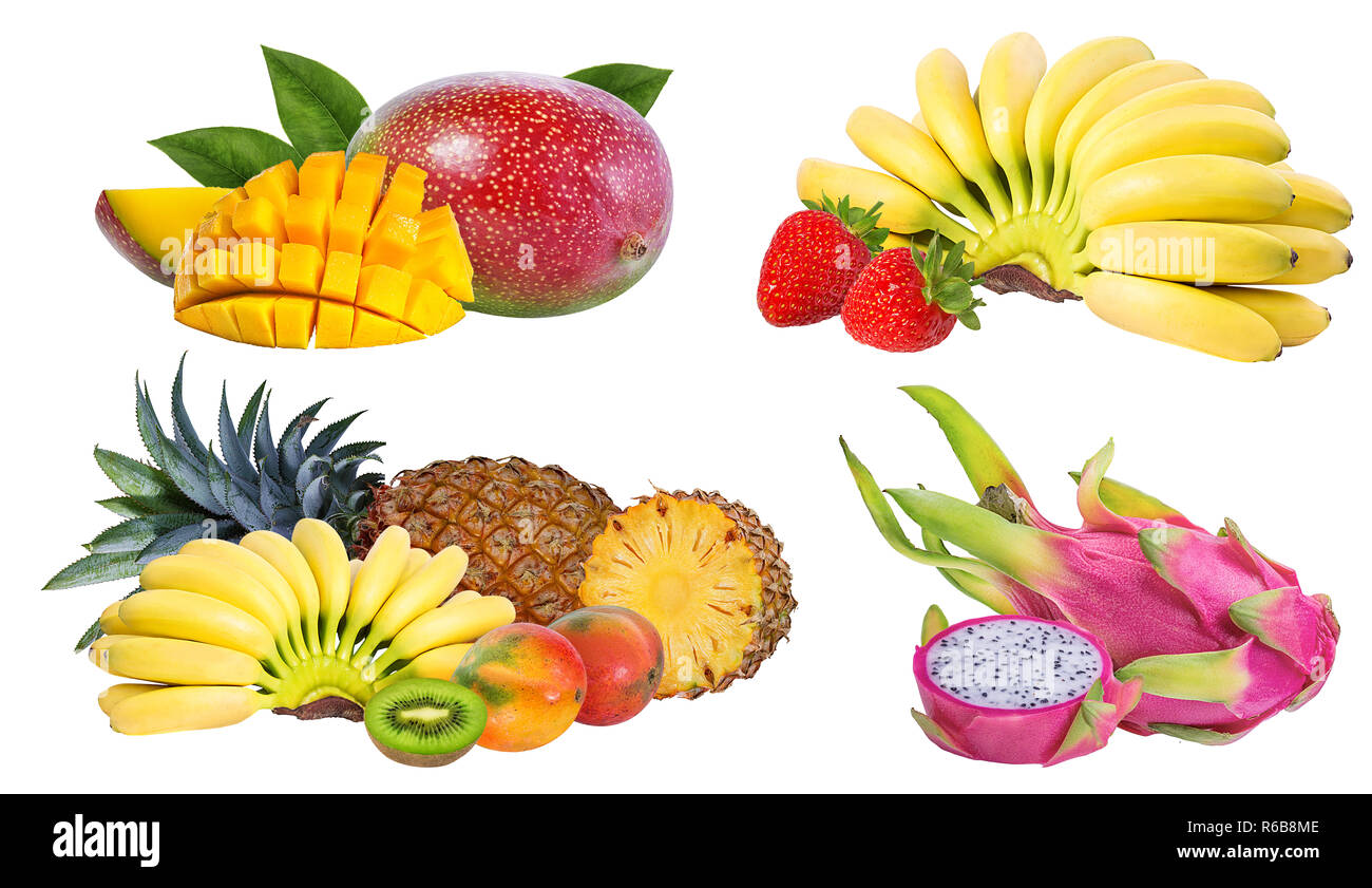 Dragon fruit papaya mango Cut Out Stock Images & Pictures - Alamy