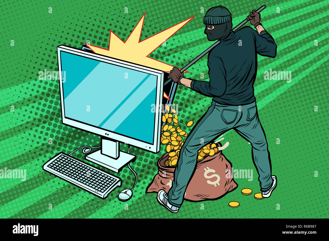 Cartoon hacker man laptop computer hi-res stock photography and images ...