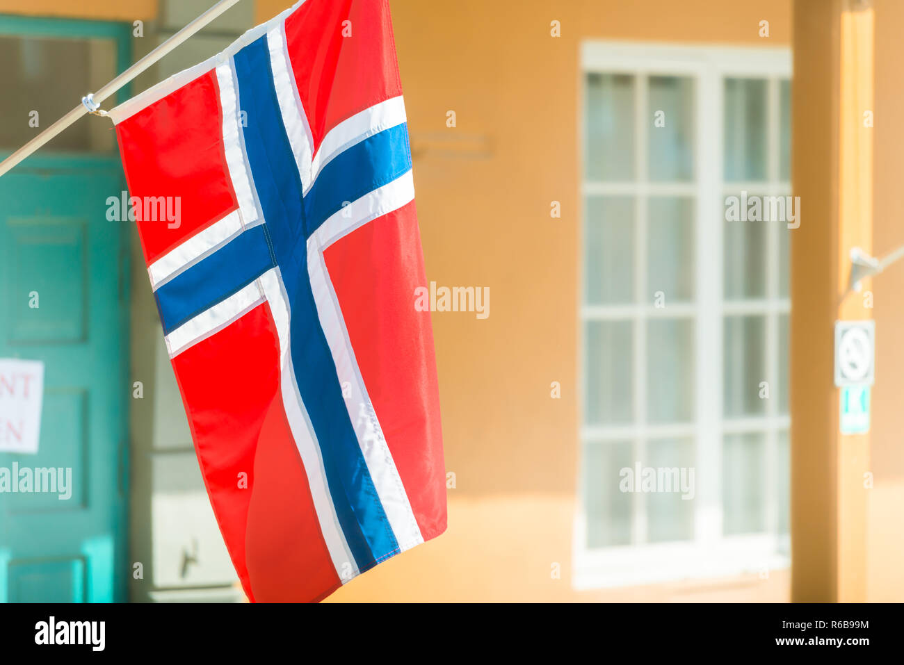 Flags on wall of building in Trondheim, Norway Stock Photo - Alamy