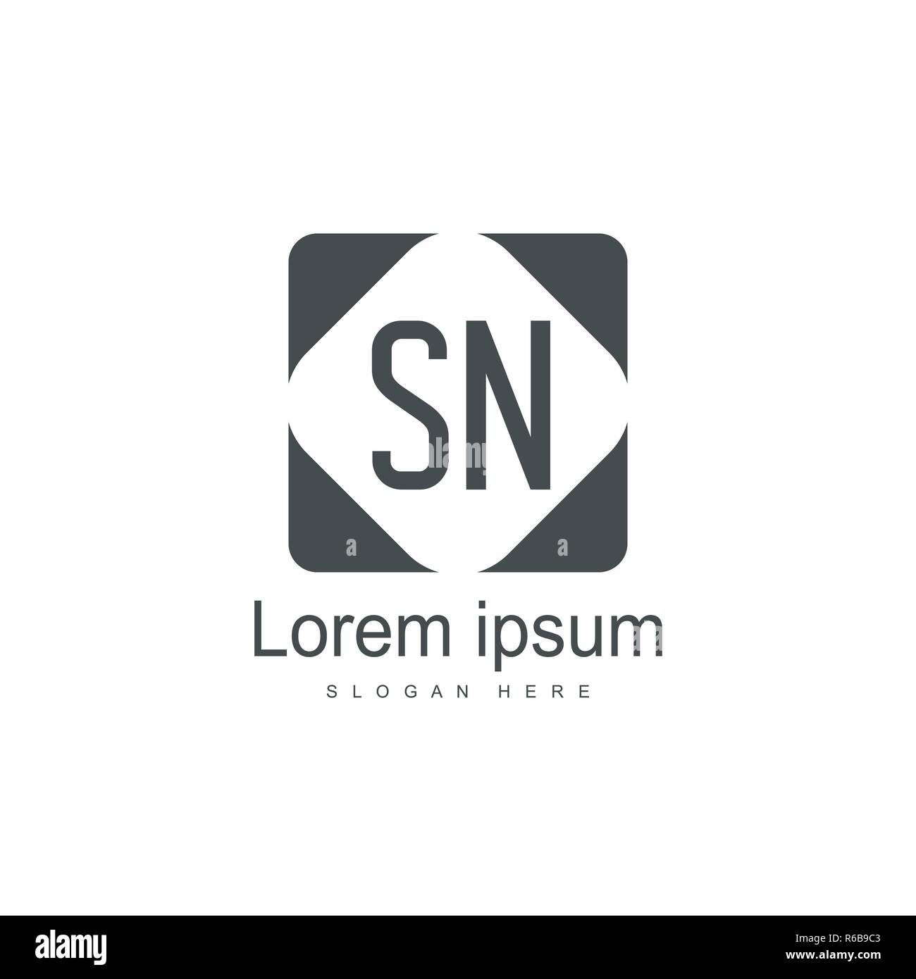 Initial letter SN Logo Template. Minimalist letter logo design Stock ...