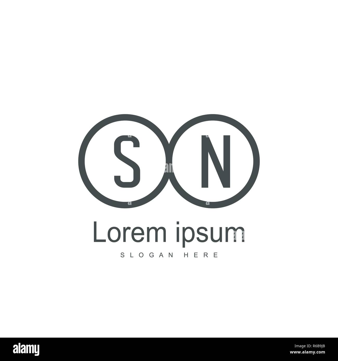 Initial letter SN Logo Template. Minimalist letter logo design Stock ...
