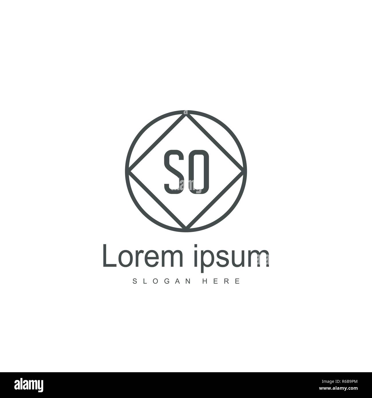 Initial letter SO Logo Template. Minimalist letter logo design Stock ...