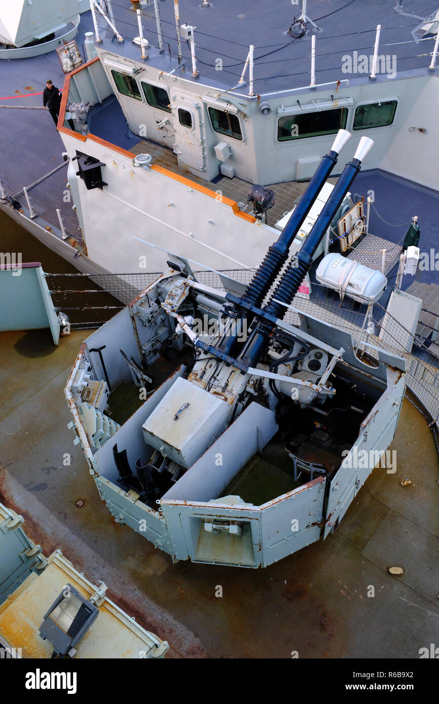 Guns on HMS Belfast - London UK Stock Photo - Alamy