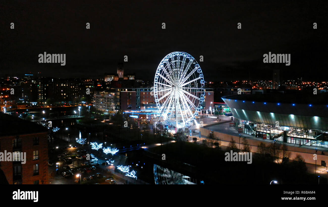 Liverpool, UK - December 1st 2018: The Wheel of Liverpool illuminated ...