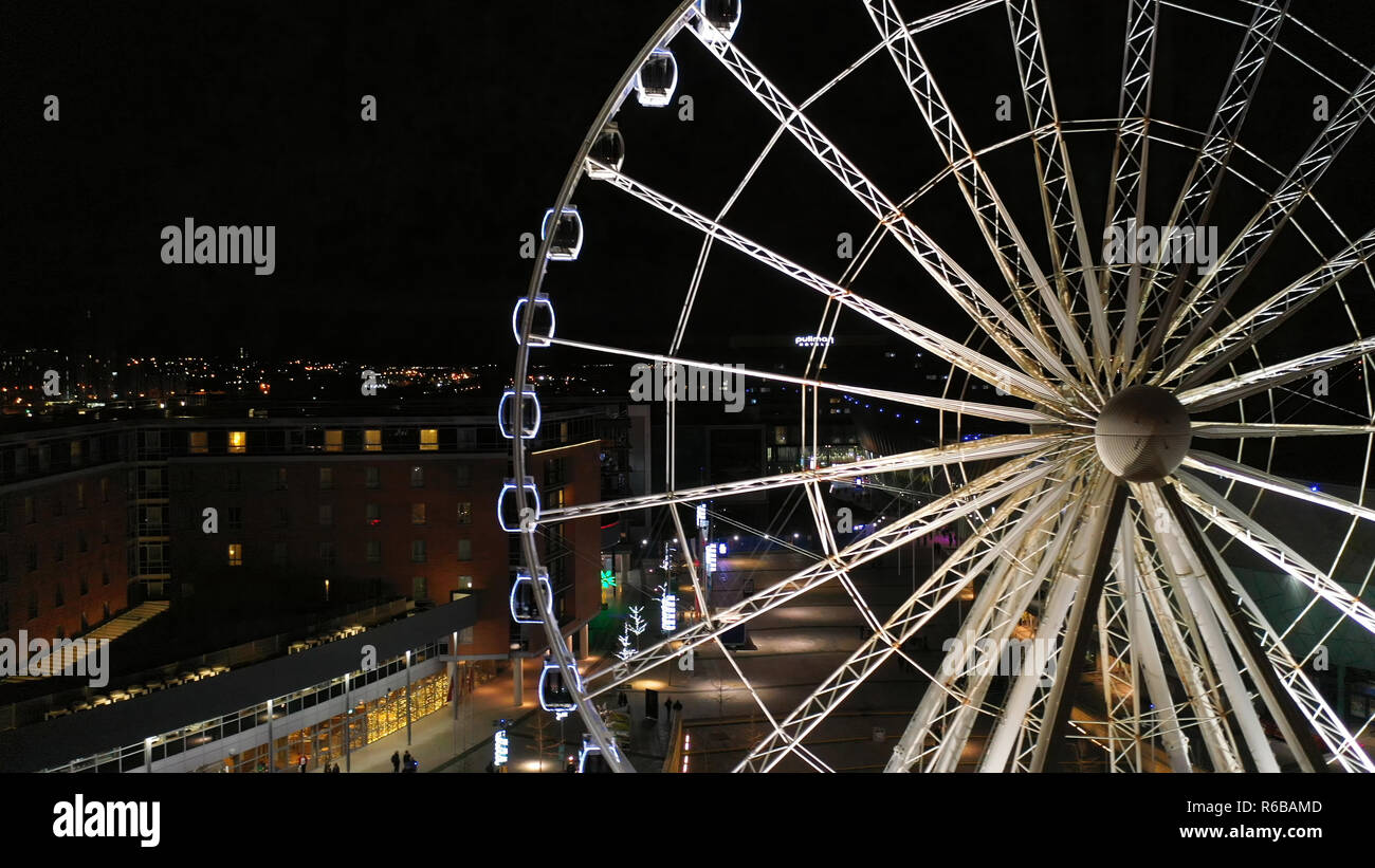 Liverpool, UK - December 1st 2018: The Wheel of Liverpool illuminated ...