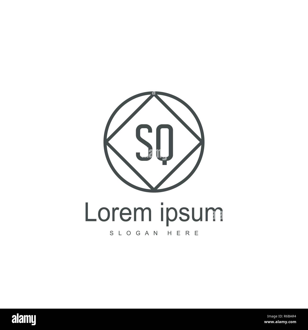 Initial letter SQ Logo Template. Minimalist letter logo design Stock ...