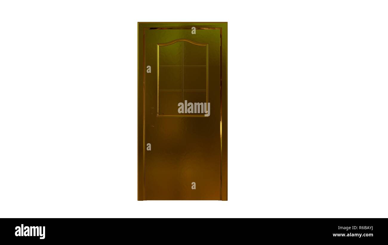 3d rendering of a golden door isolated on white Stock Photo - Alamy