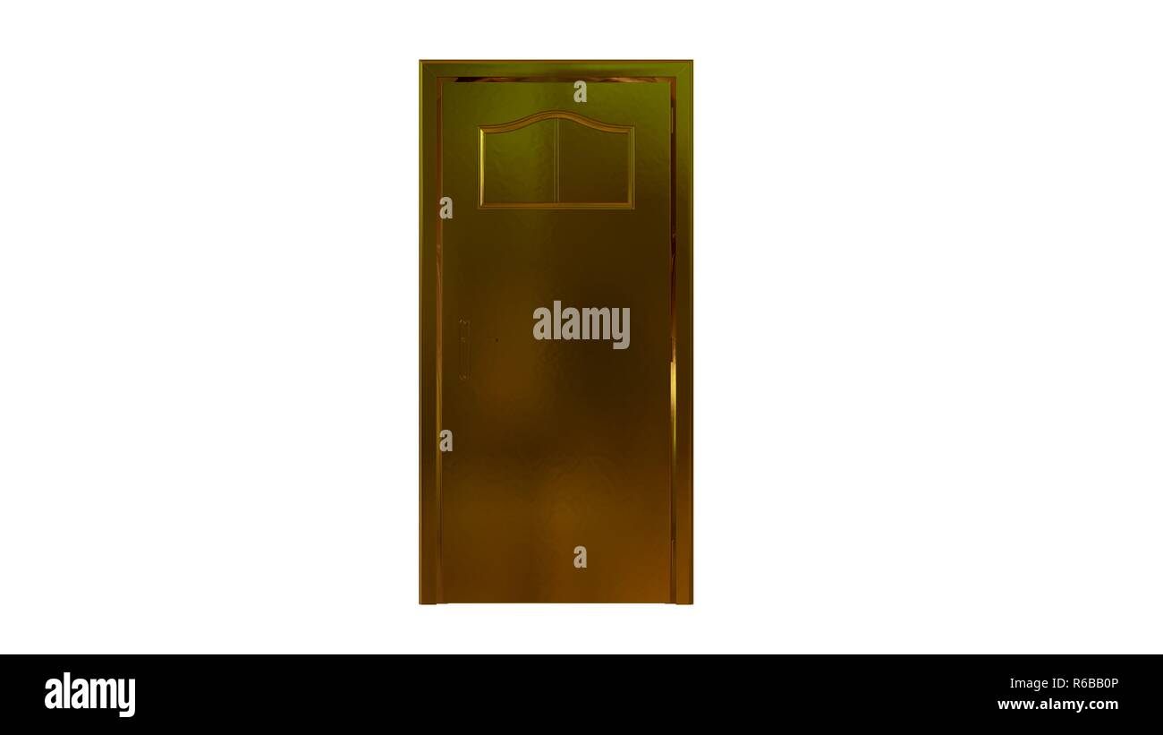 3d rendering of a golden door isolated on white Stock Photo - Alamy