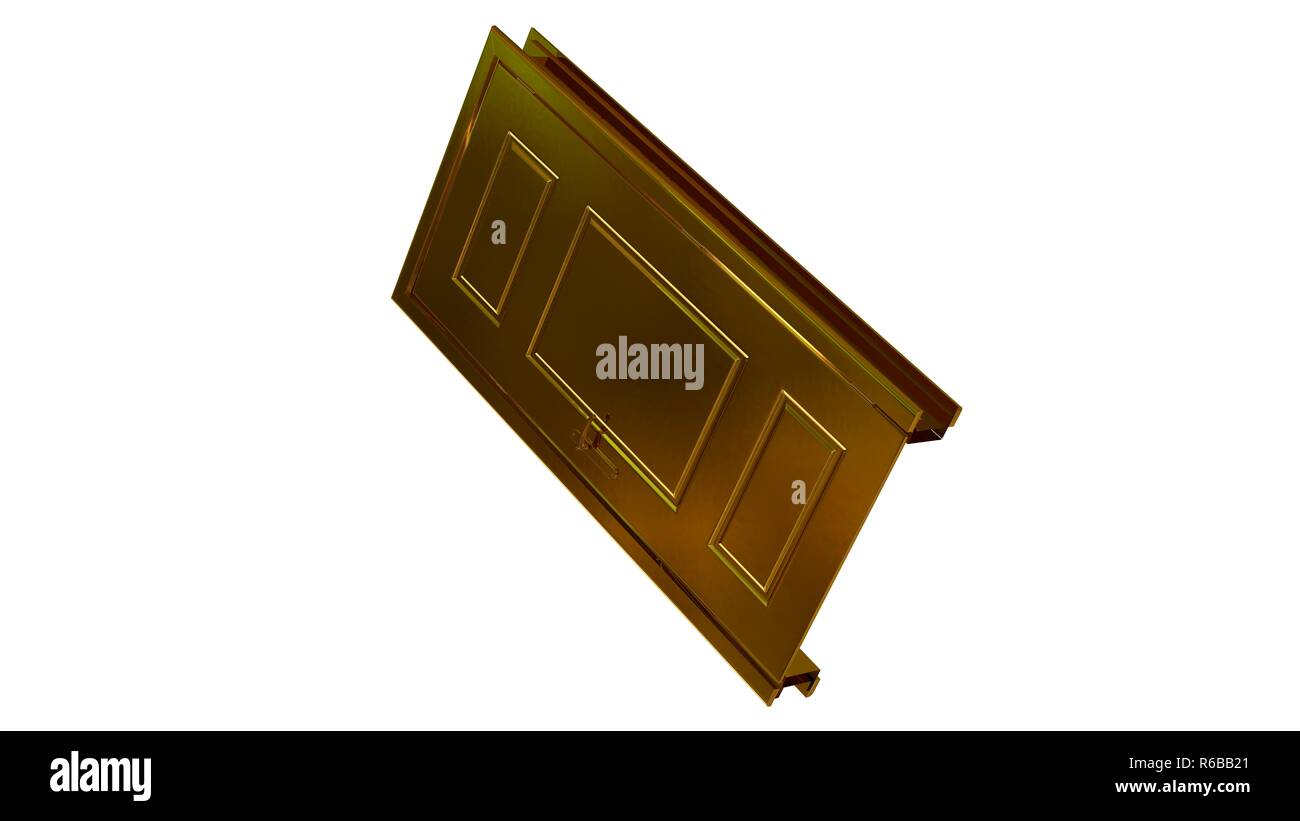 3d rendering of a golden door isolated on white Stock Photo - Alamy