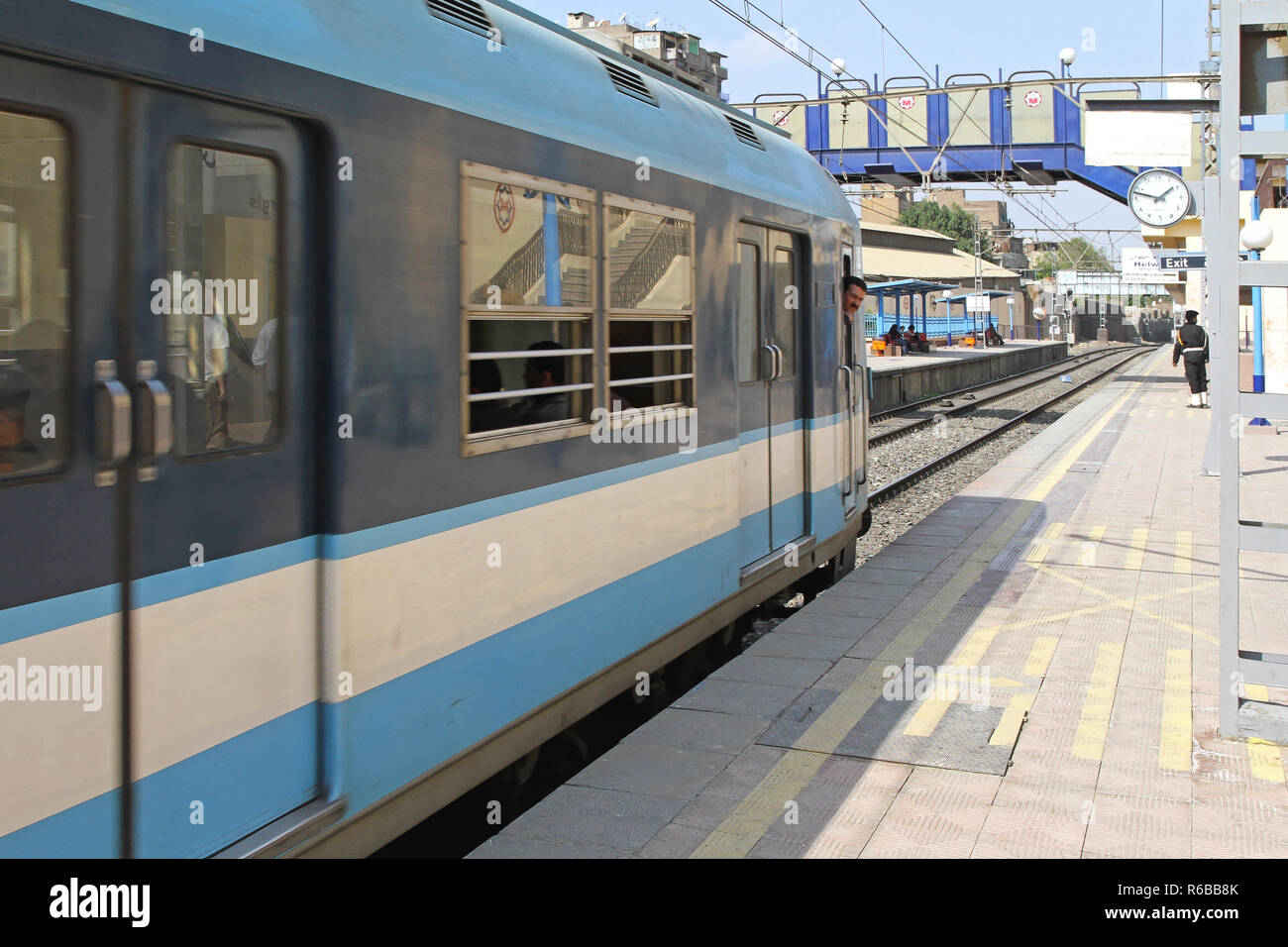 CAIRO, EGYPT - MARCH 01: Metro Train at Platform in Cairo on MARCH 01 ...
