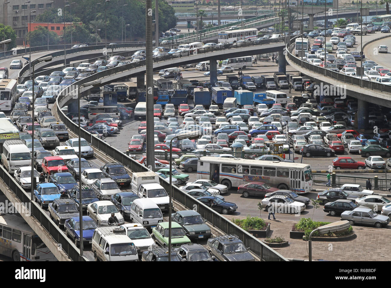 CAIRO, EGYPT - FEBRUARY 25: Cairo Traffic Jam on FEBRUARY 25, 2010 ...
