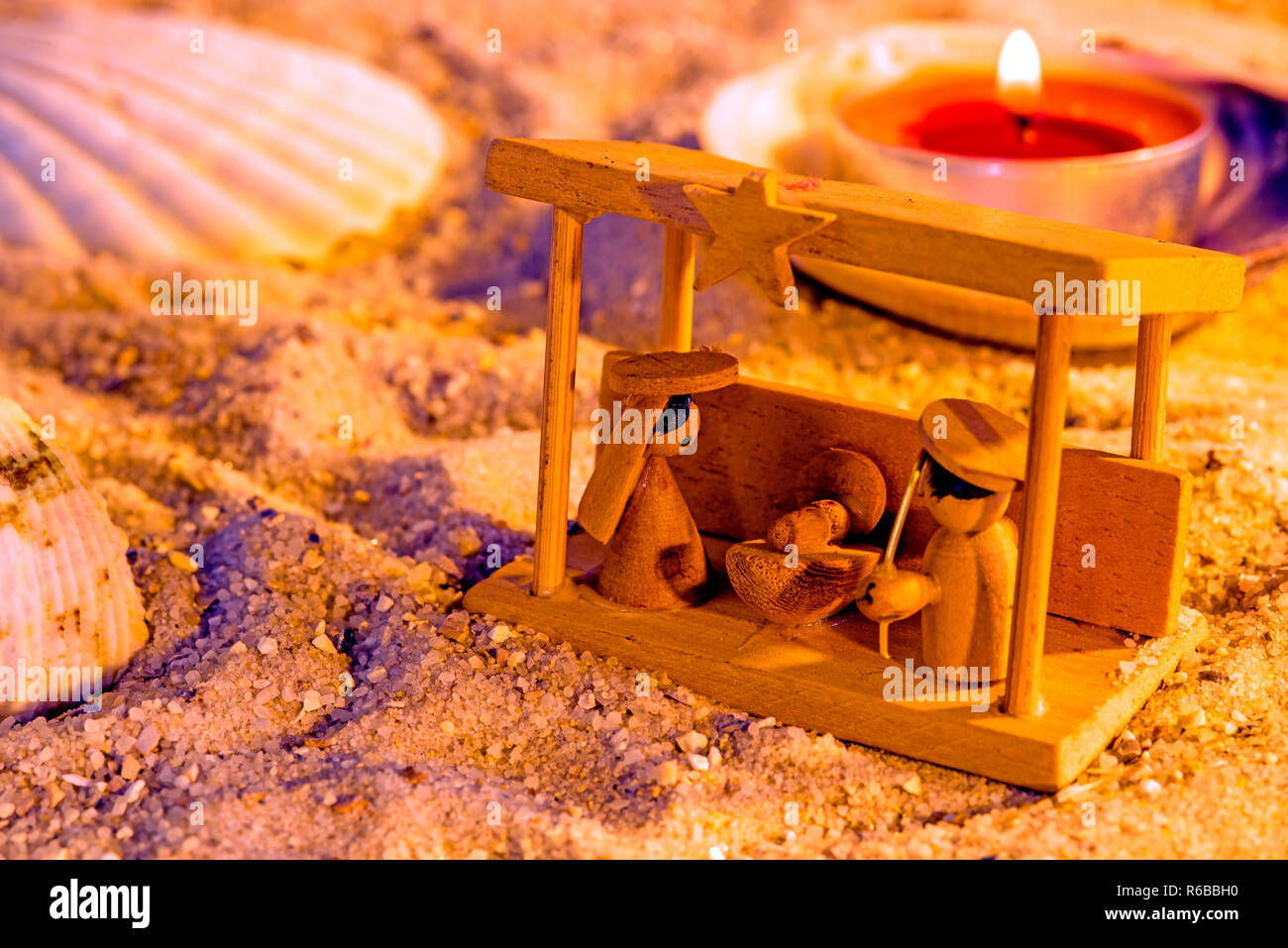 Nativity Scene On A Beach Stock Photo - Alamy