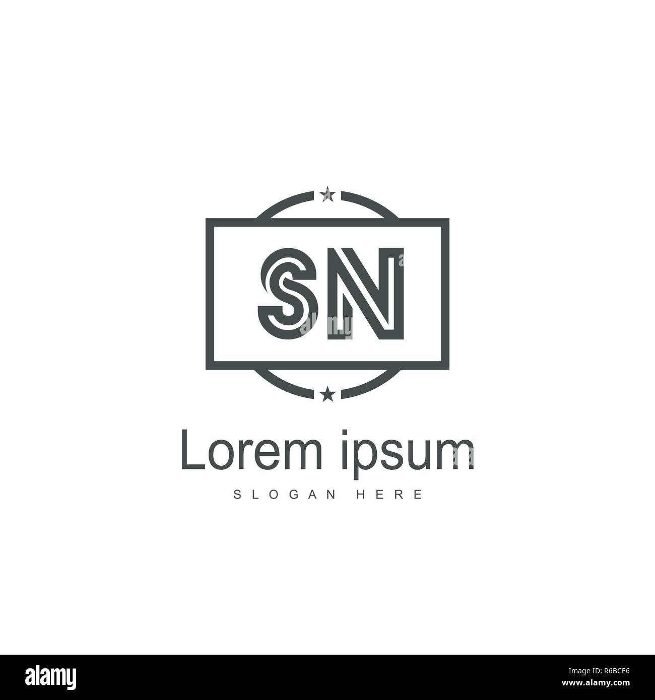 Initial letter SN Logo Template. Minimalist letter logo design Stock ...