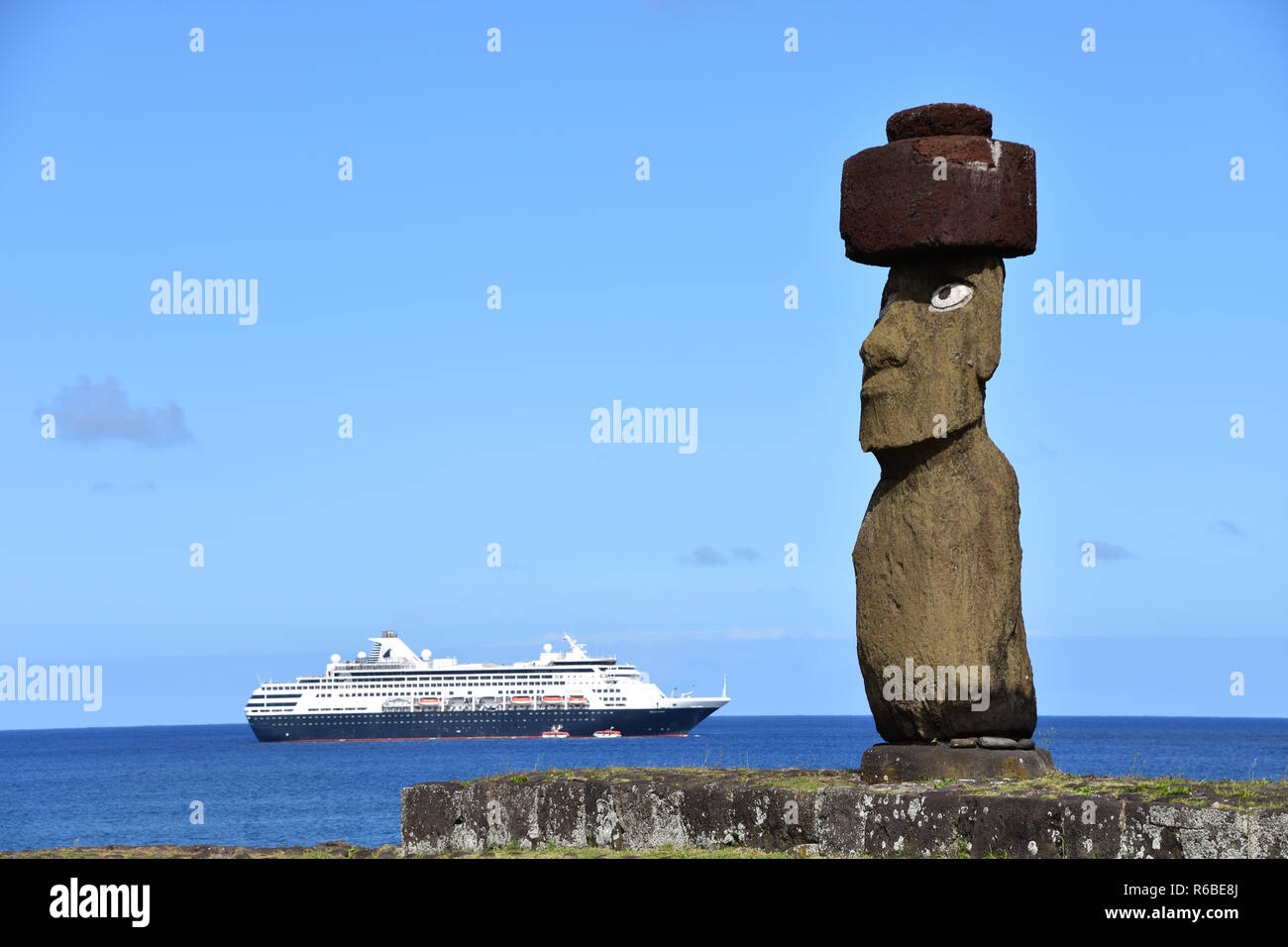 Aku Ko Te Riku platform with restored moai at Tauai Ceremonial Complex ...