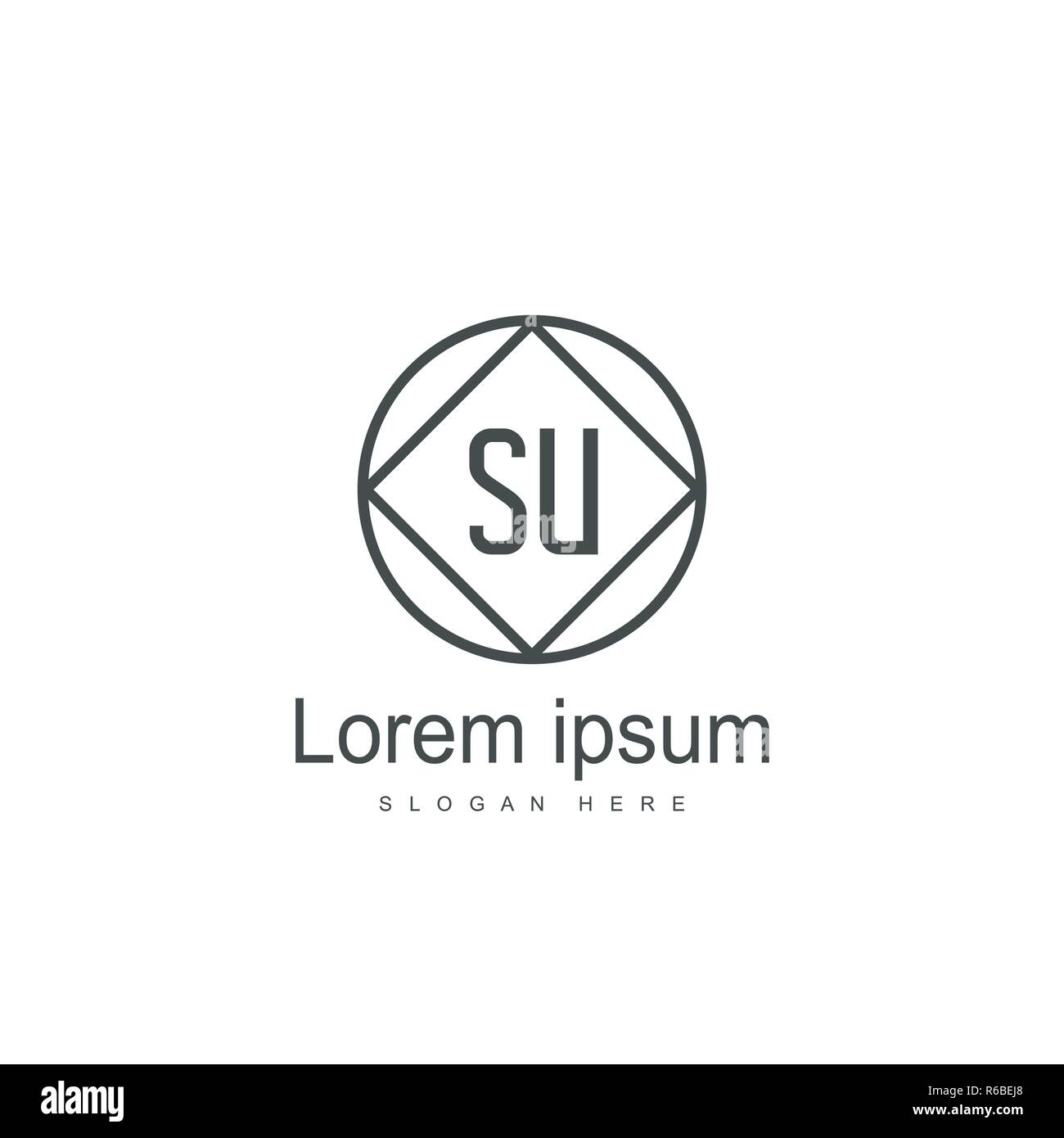 Initial letter SU Logo Template. Minimalist letter logo design Stock ...