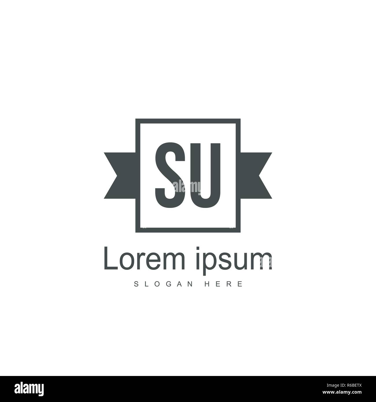 Initial letter SU Logo Template. Minimalist letter logo design Stock ...