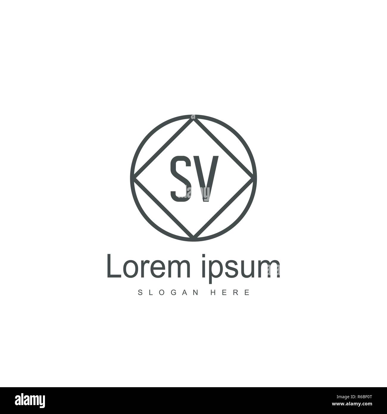 Initial letter SV Logo Template. Minimalist letter logo design Stock ...