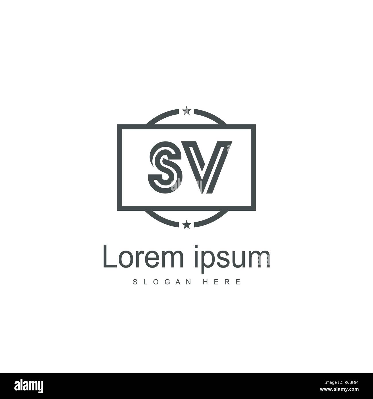 Initial letter SV Logo Template. Minimalist letter logo design Stock ...