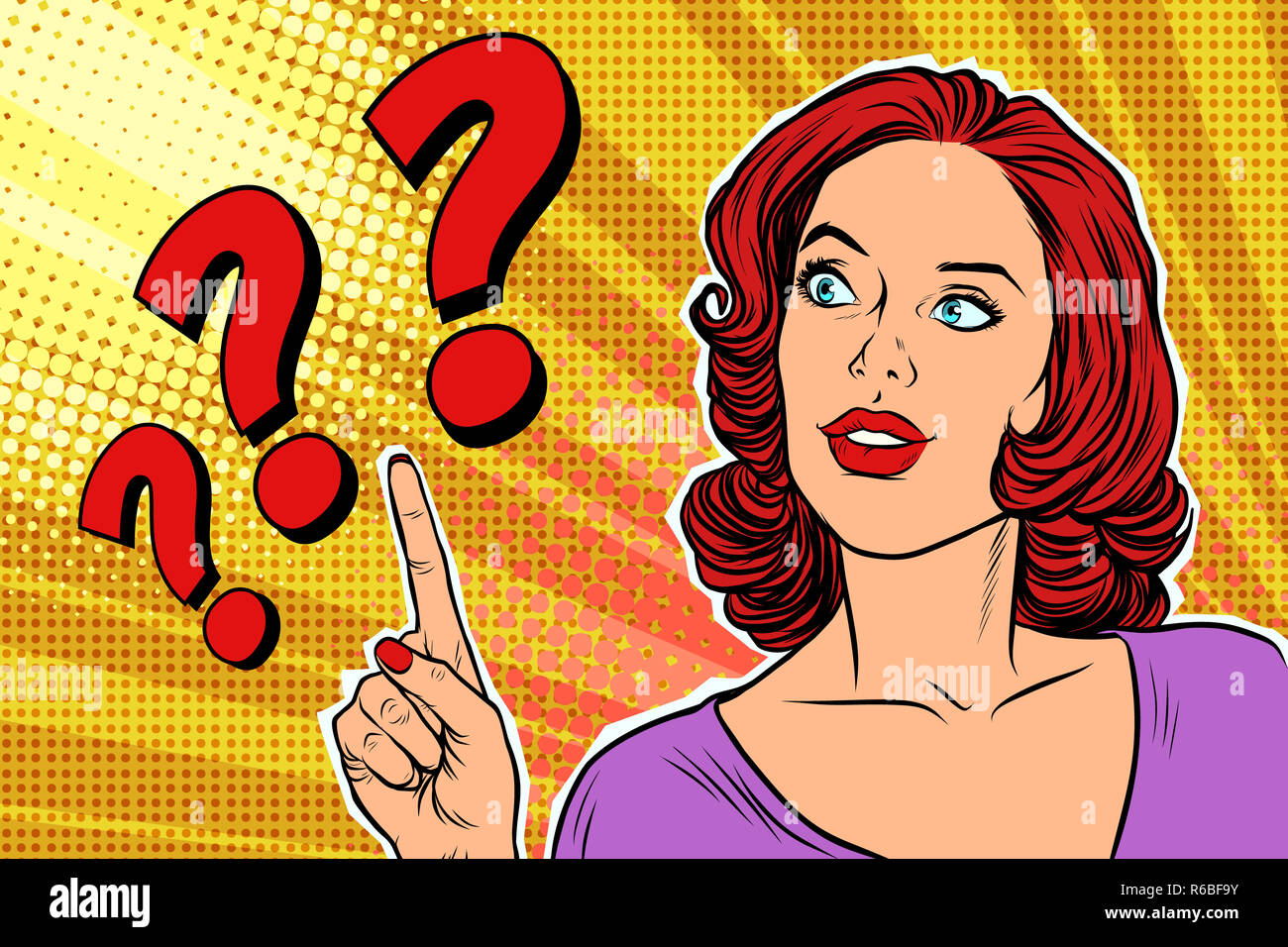 question mark pop art woman Stock Photo - Alamy