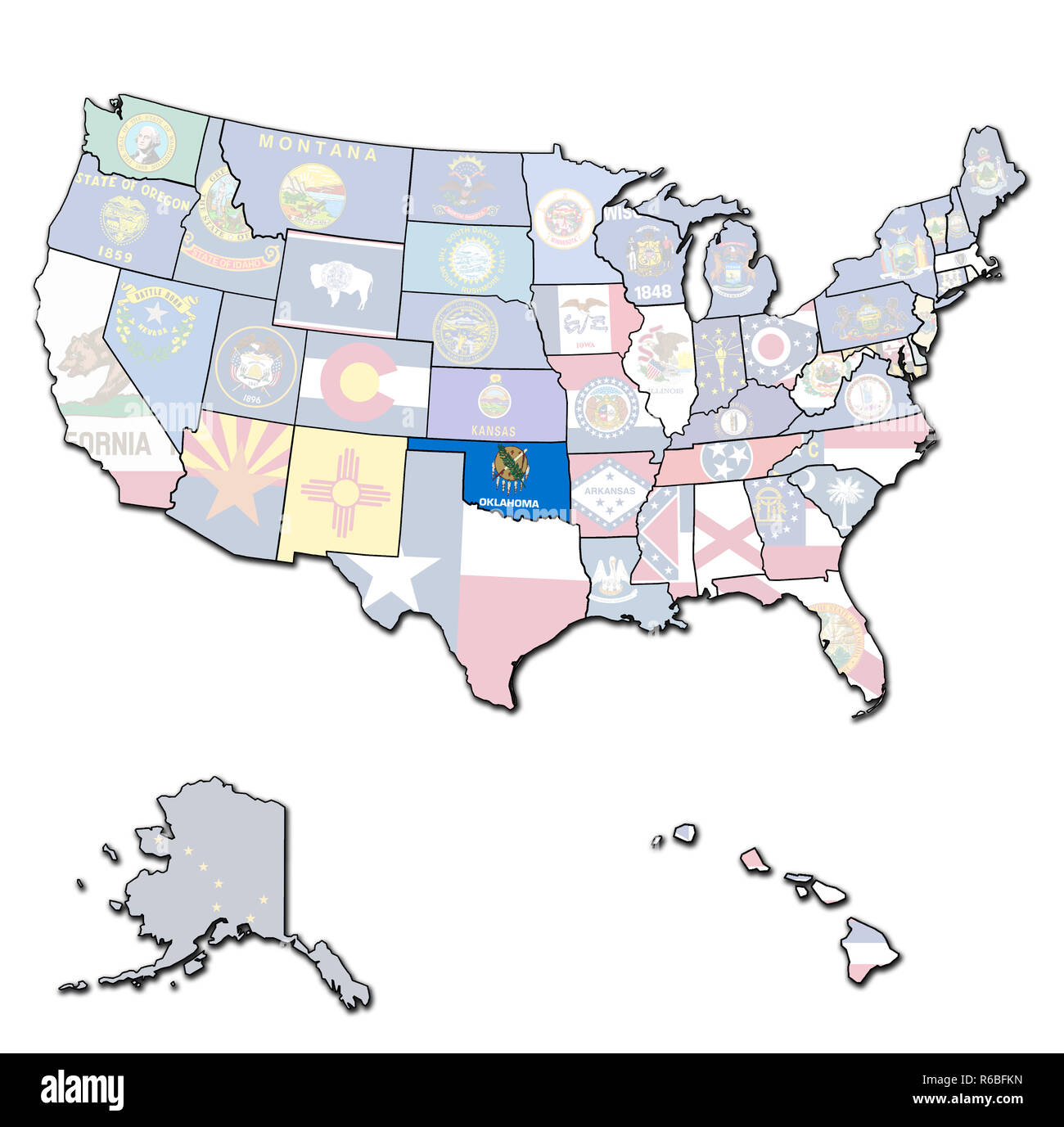 oklahoma on map of usa Stock Photo - Alamy