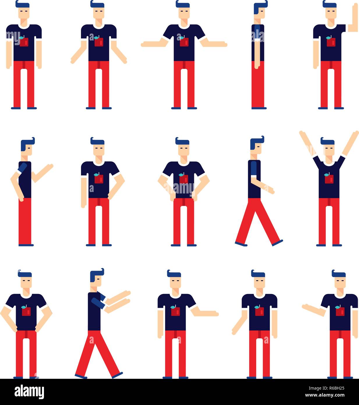 Modern flat design cartoon character set Hipster stylish man Vector ...