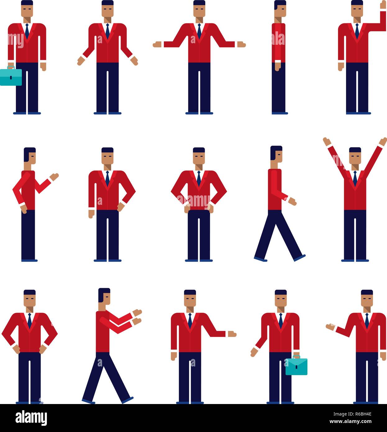 Modern flat design cartoon character set Businessman Manager Waiter ...