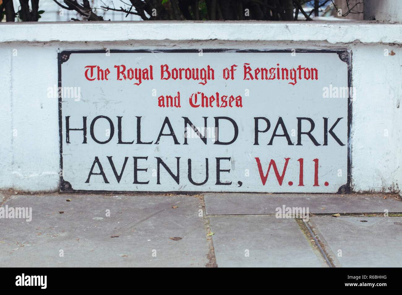 Street Name Sign on Holland Park Avenue in Notting Hill, The Royal ...