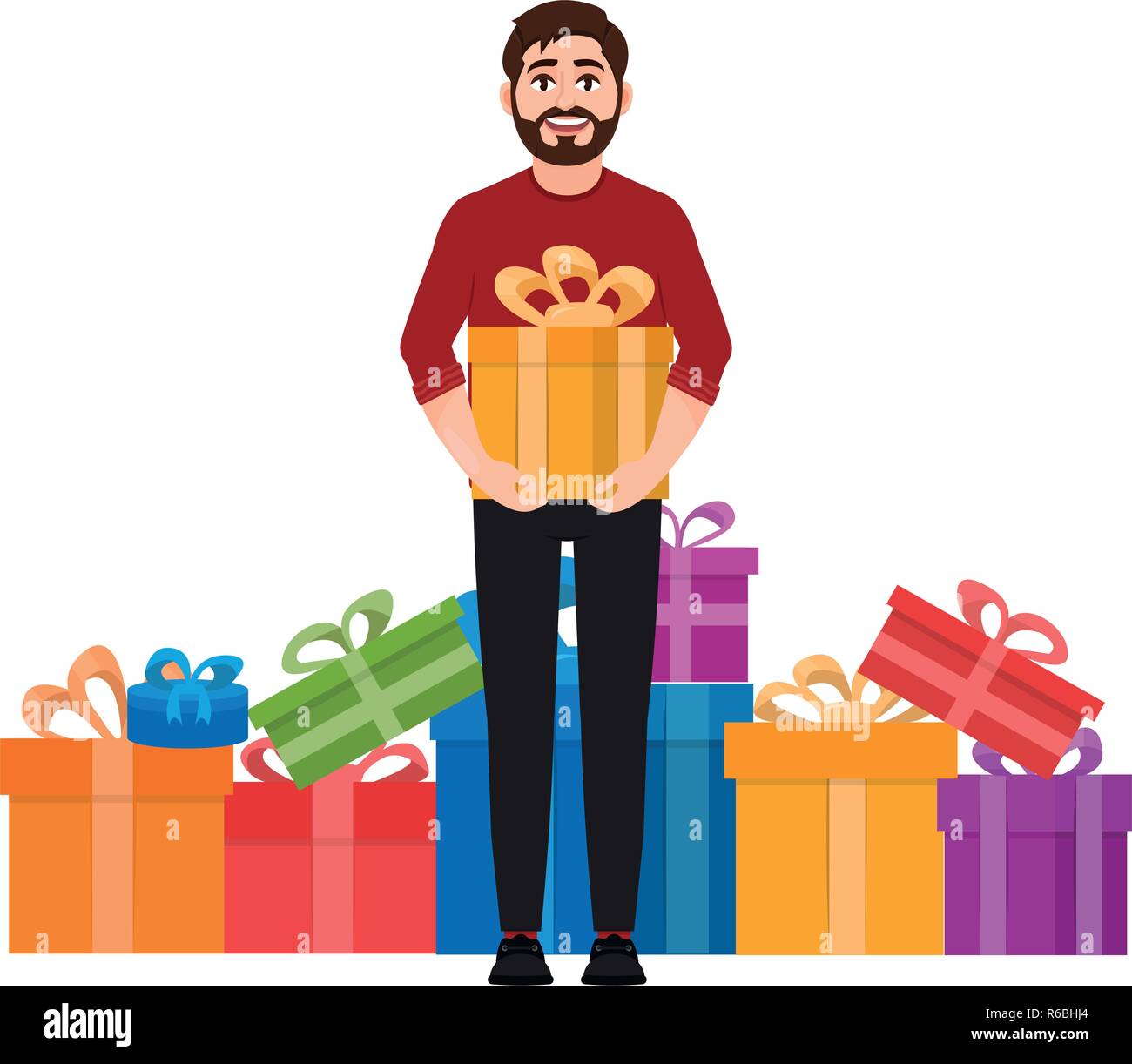 Businessman in gift box Stock Vector Images - Alamy