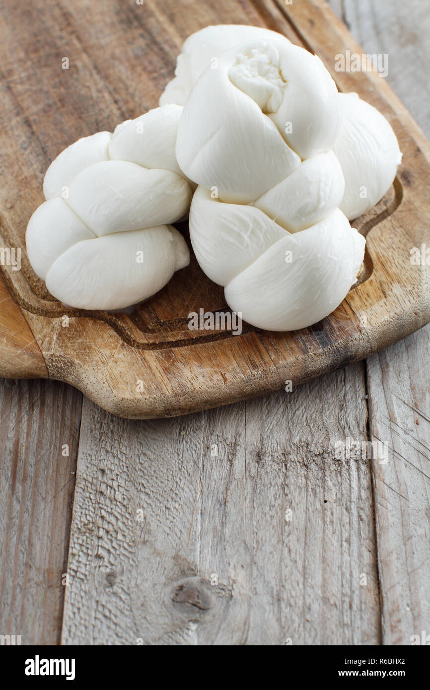 Italian cheese braided Mozzarella Stock Photo - Alamy