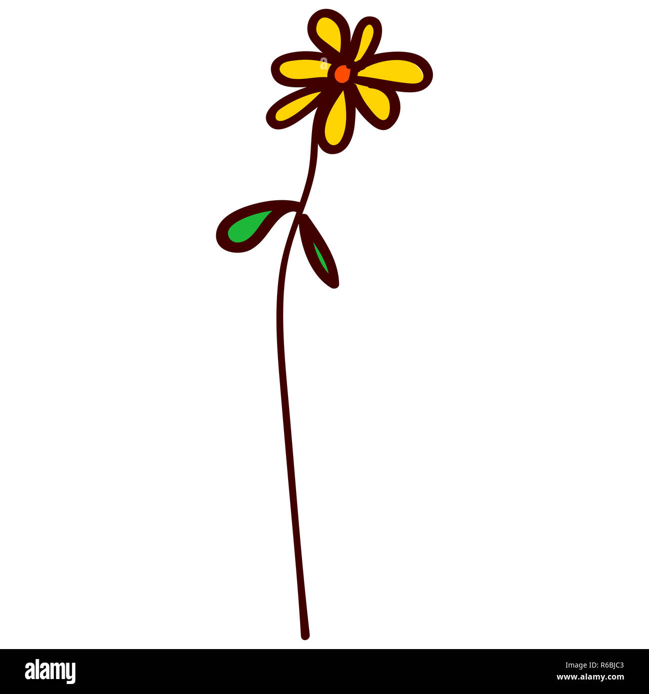 Yellow flower in the style of childrens drawing. illustration. Isolated ...