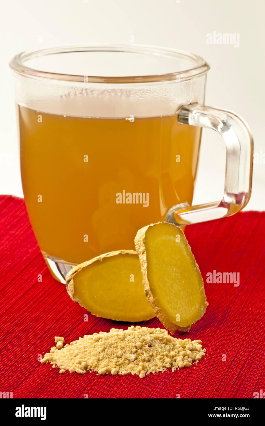 Ginger Tea With Ginger Root Stock Photo - Alamy