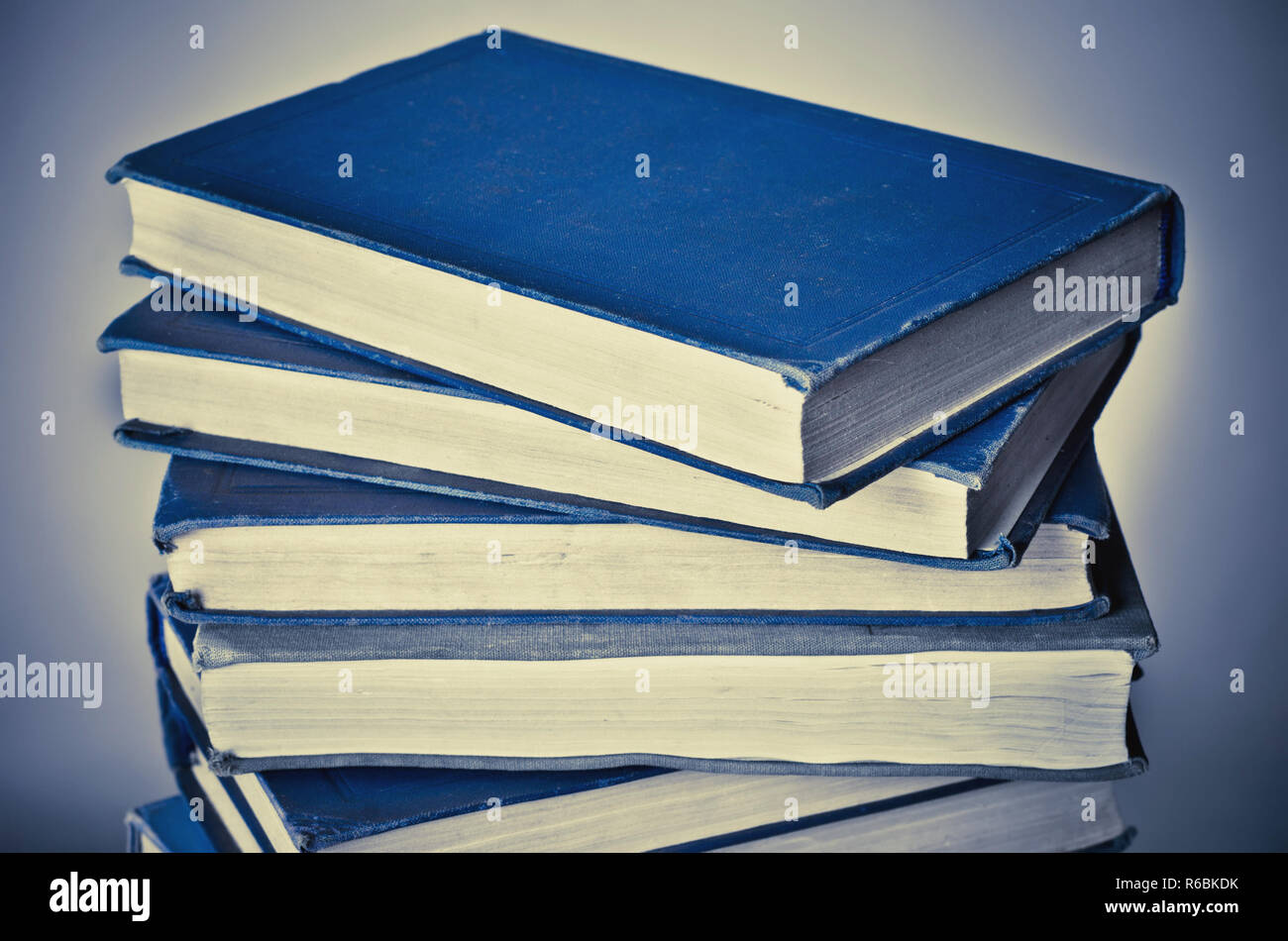 stack of old blue books Stock Photo - Alamy