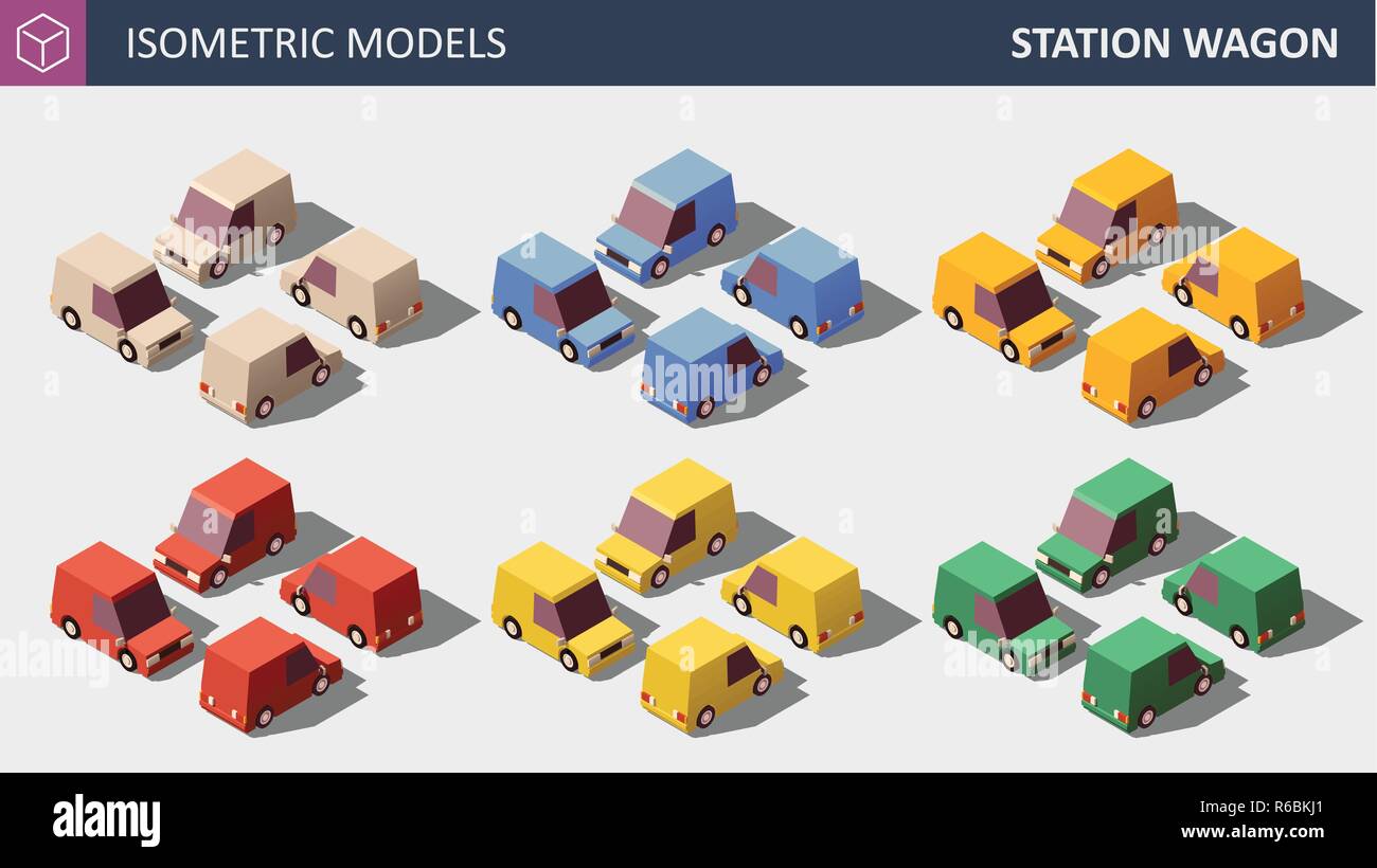 Vector Low Poly Personal Cars Set in Six Colors Stock Vector Image ...