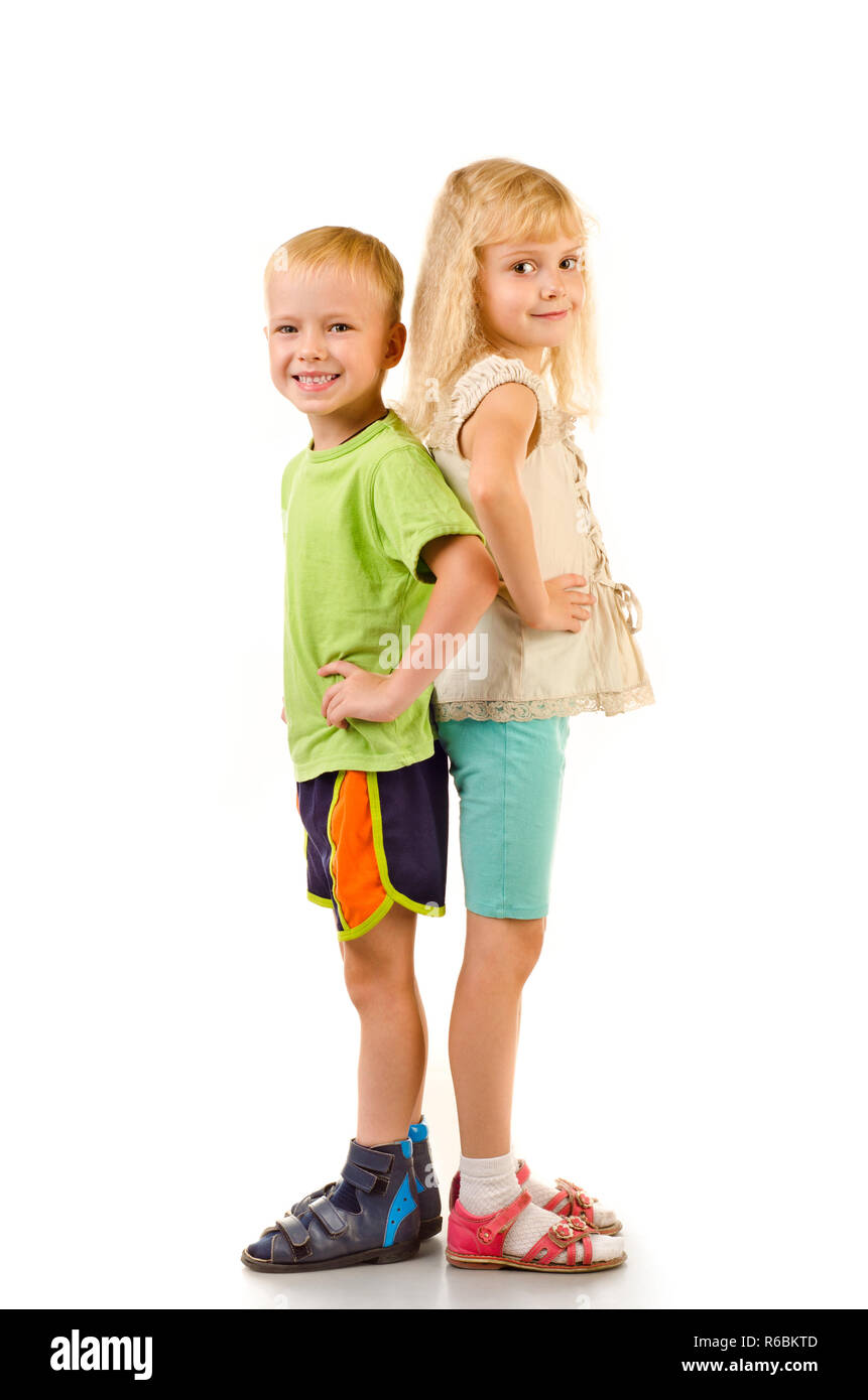 boy and girl isolated on a white background Stock Photo - Alamy