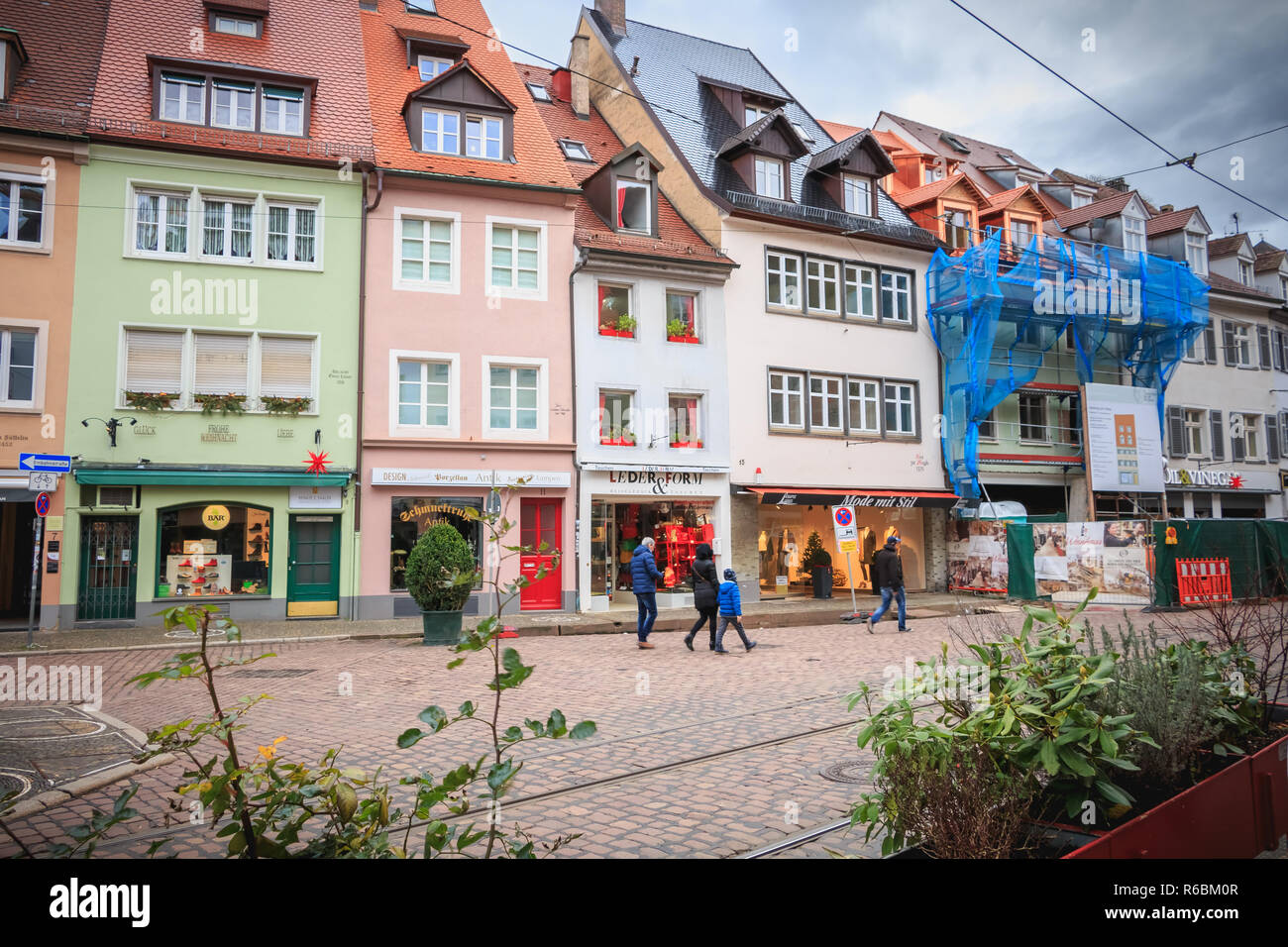 Freiburg im Breisgau, Germany - December 31, 2017: People walking on a ...