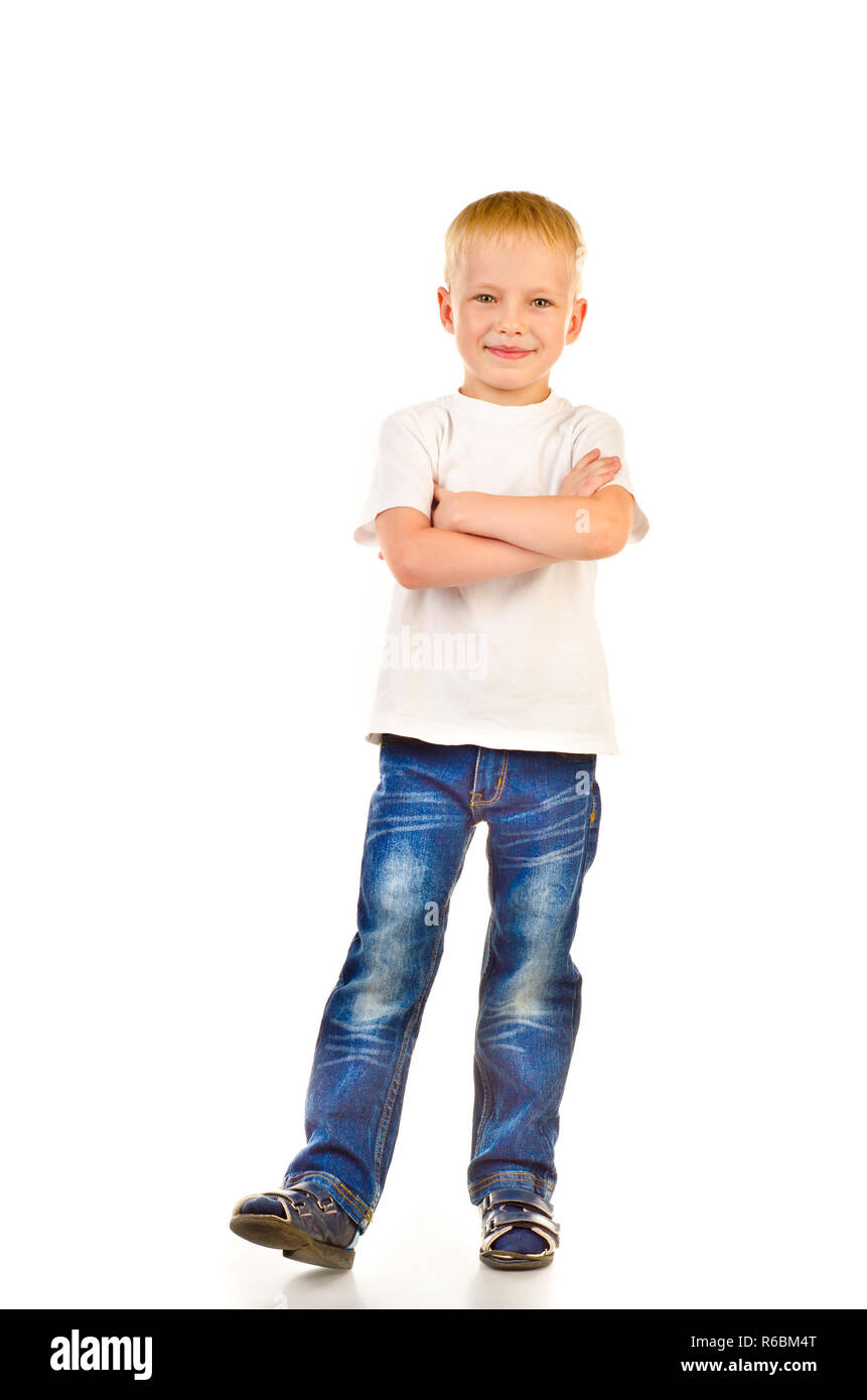 little boy isolated on a white background Stock Photo - Alamy