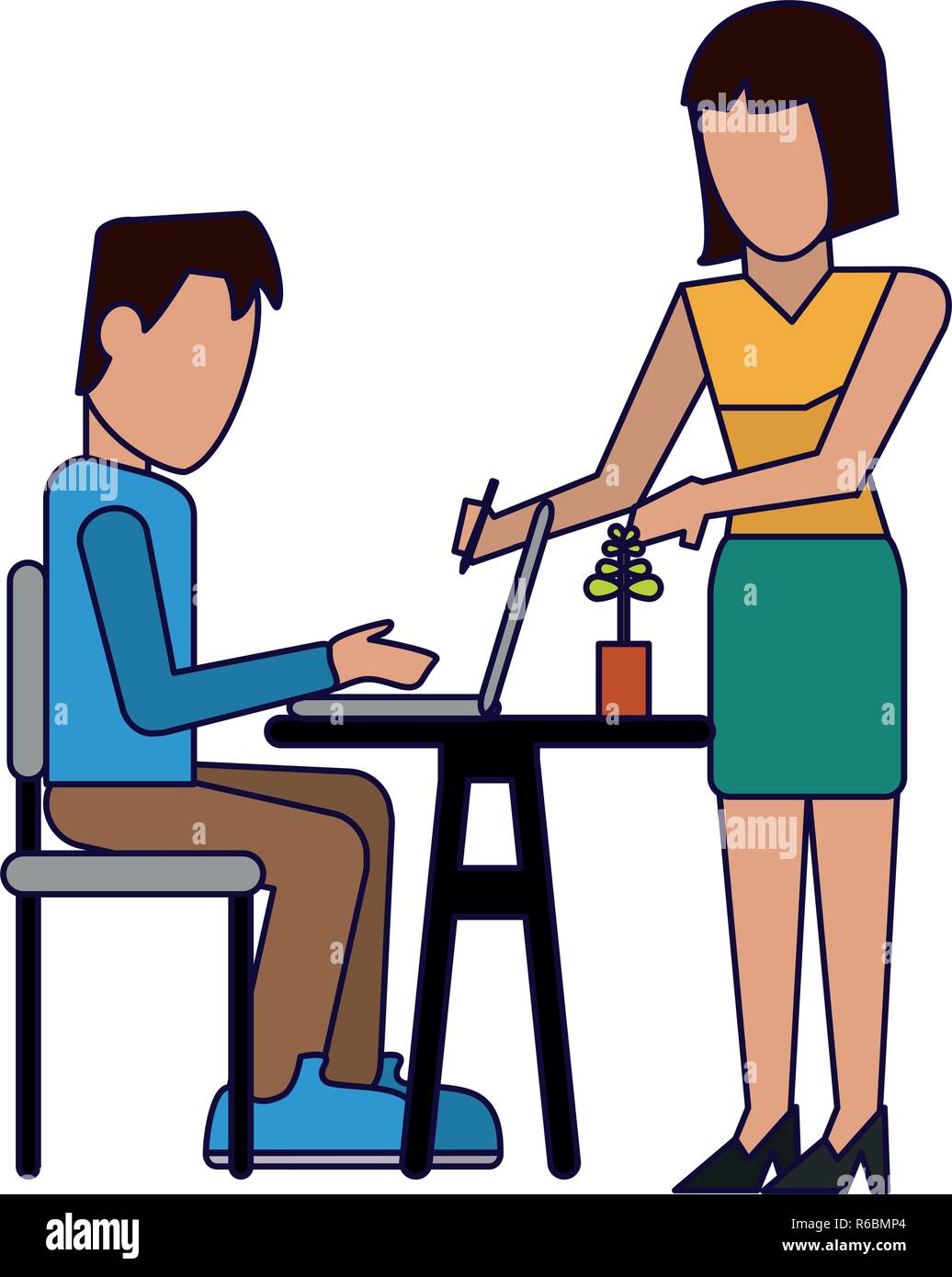 Working with computer avatar Stock Vector Image & Art - Alamy