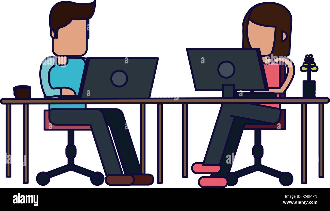 Working with computer avatar Stock Vector Image & Art - Alamy