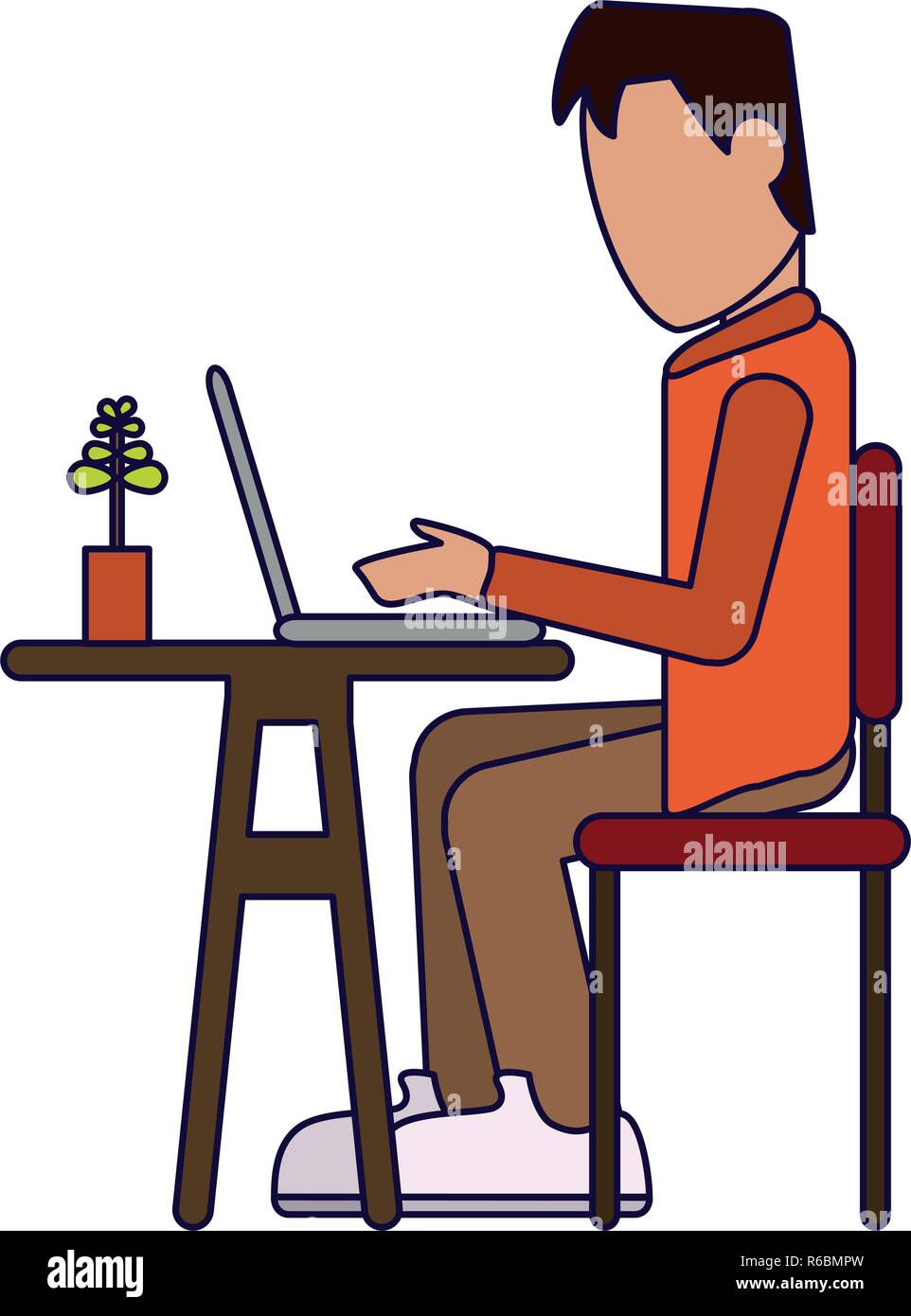 Working with computer avatar Stock Vector Image & Art - Alamy