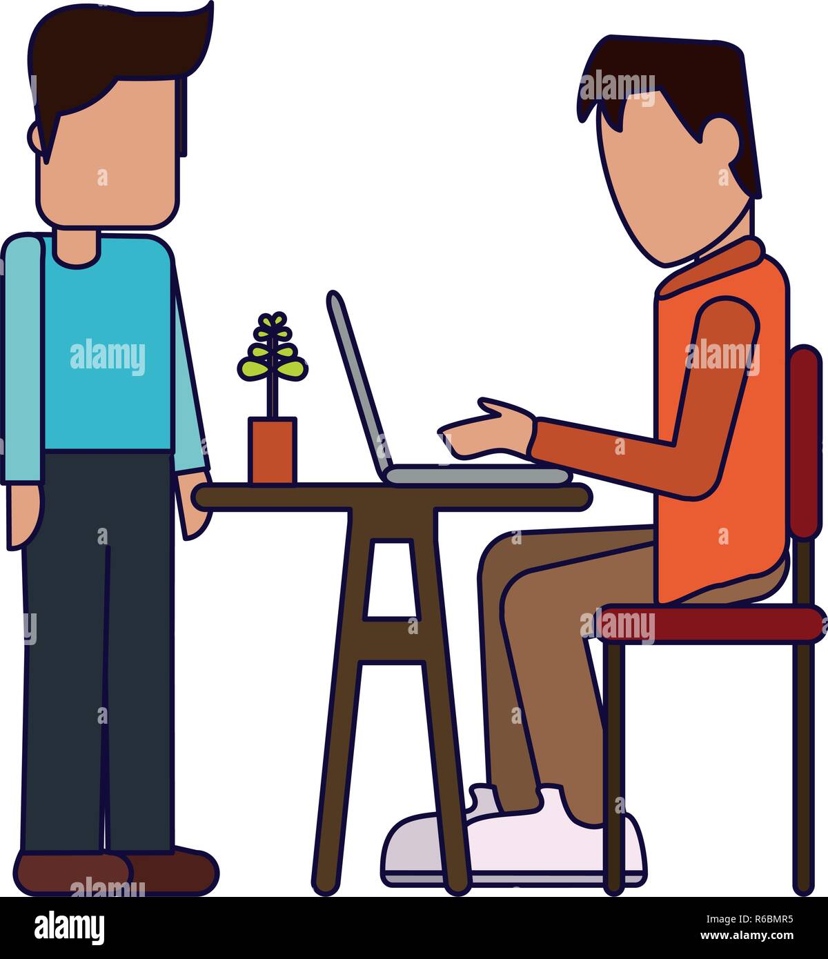 Working with computer avatar Stock Vector Image & Art - Alamy