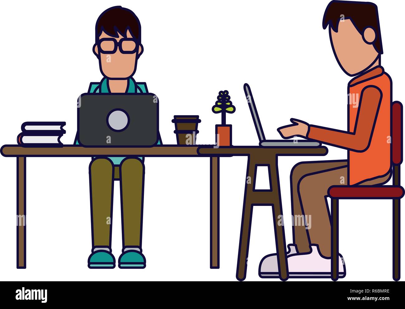 Working with computer avatar Stock Vector Image & Art - Alamy